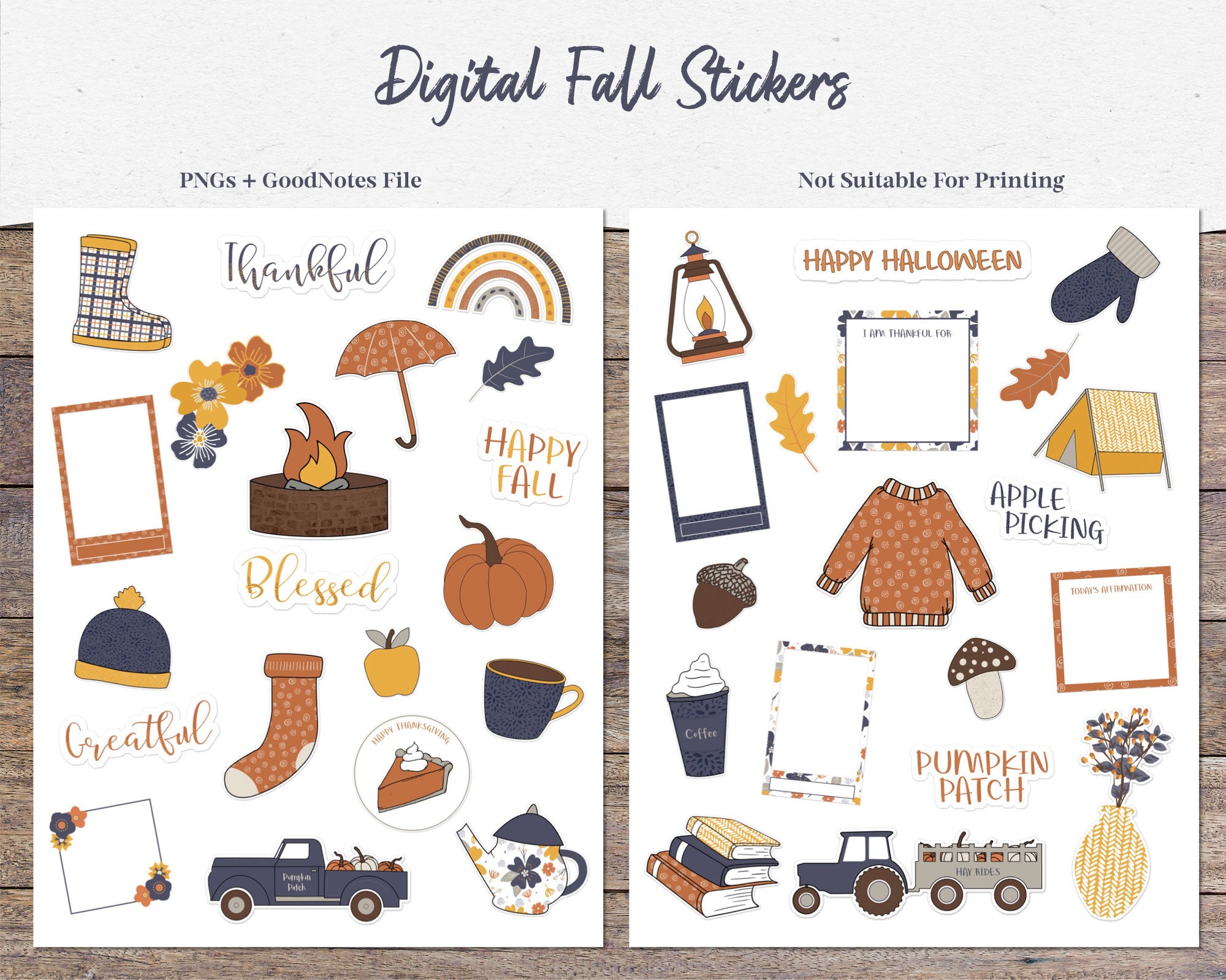 Fall Stickers, Digital Stickers, Digital Planner Stickers, Goodnotes ...