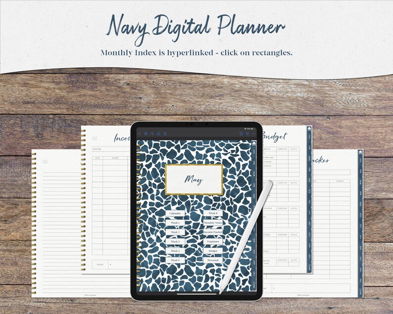 Navy Planner, Undated Digital Planner, Goodnotes Planner, iPad Planner ...