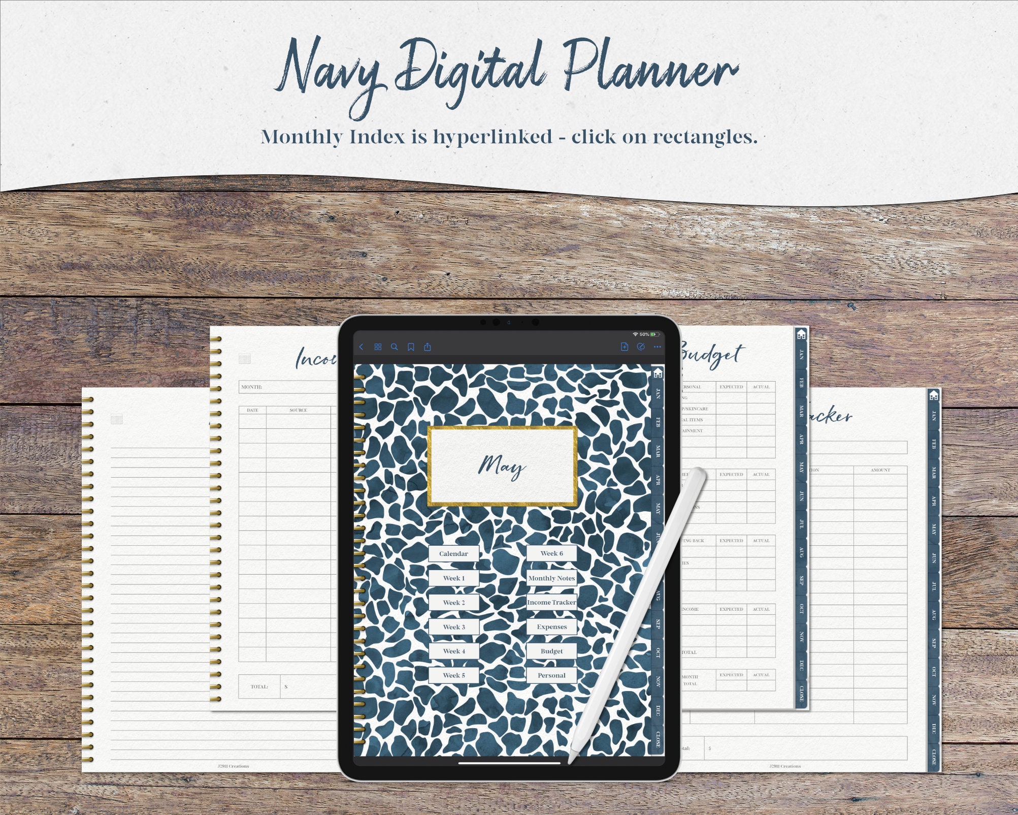Navy Planner, Undated Digital Planner, Goodnotes Planner, iPad Planner ...