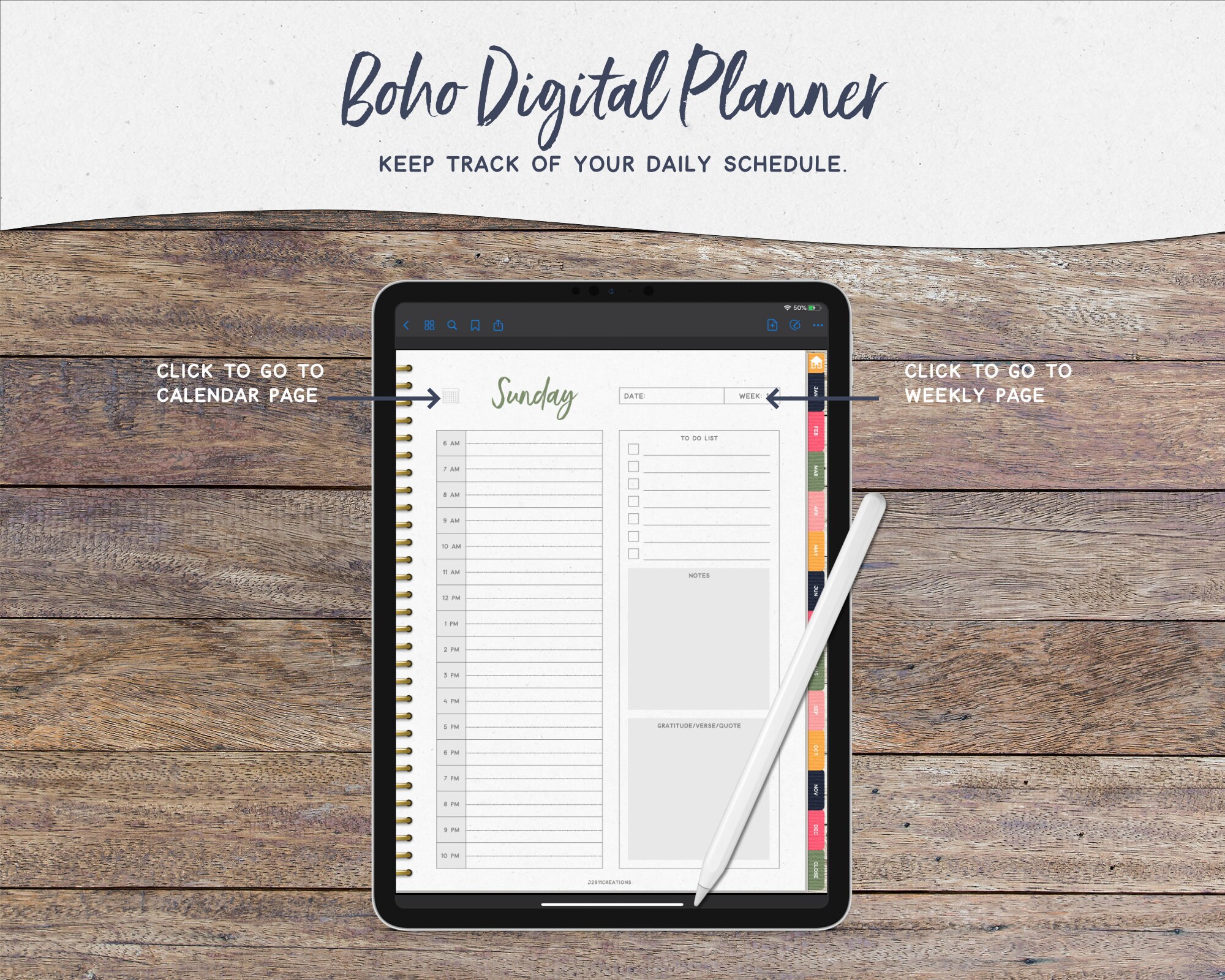 Boho Digital Planner, Goodnotes Planner, iPad Planner, Undated Planner ...