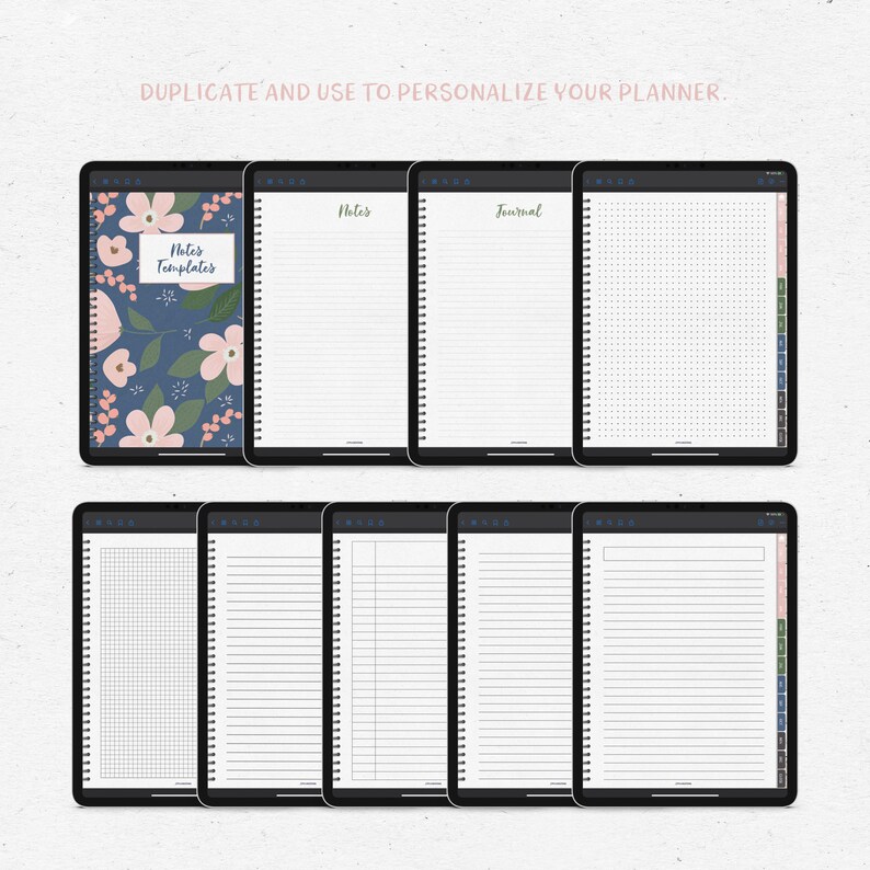 Digital Planner, Floral Digital Planner, iPad Planner, Hyperlinked ...