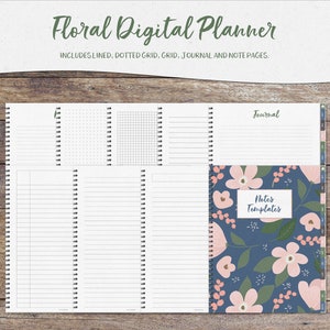 Digital Planner, Floral Digital Planner, iPad Planner, Hyperlinked ...