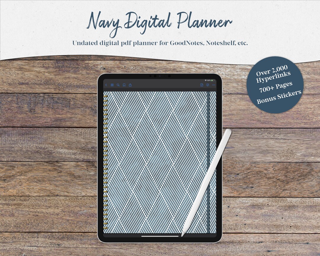 Navy Planner, Undated Digital Planner, Goodnotes Planner, iPad Planner ...