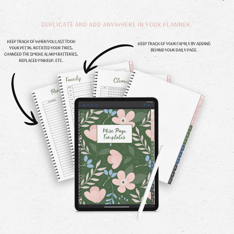 Digital Planner, Floral Digital Planner, iPad Planner, Hyperlinked ...