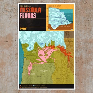 Missoula Floods - Illustrated Map Poster - Geological History of the ...