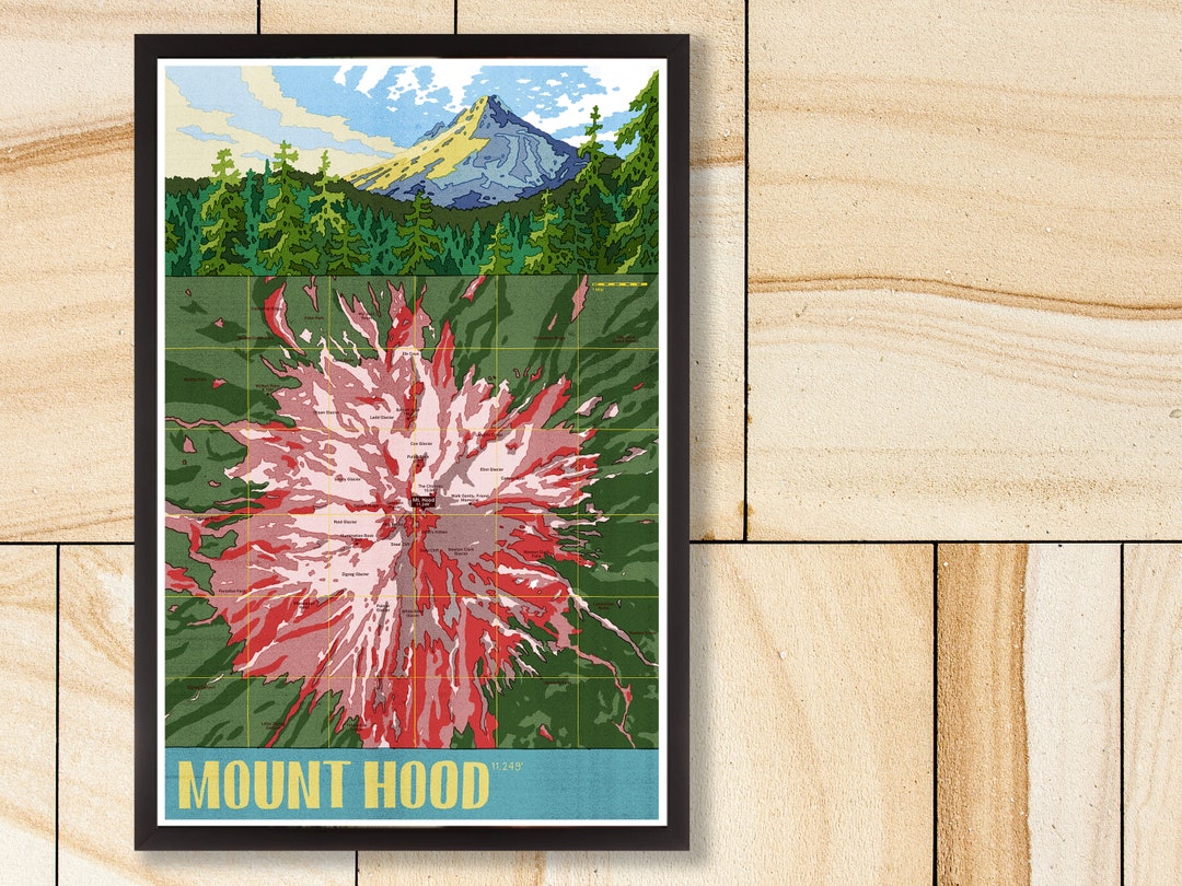 Mount Hood - Topographic Map Art - Home Decor Poster - Premium Quality ...