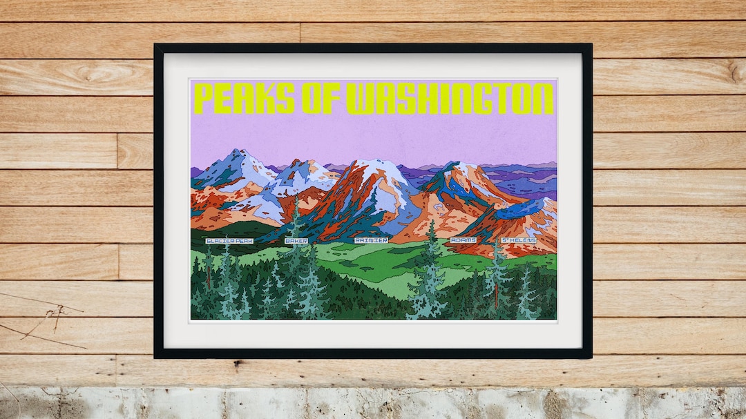 Peaks of Washington State - Original Art Print-poster - Etsy