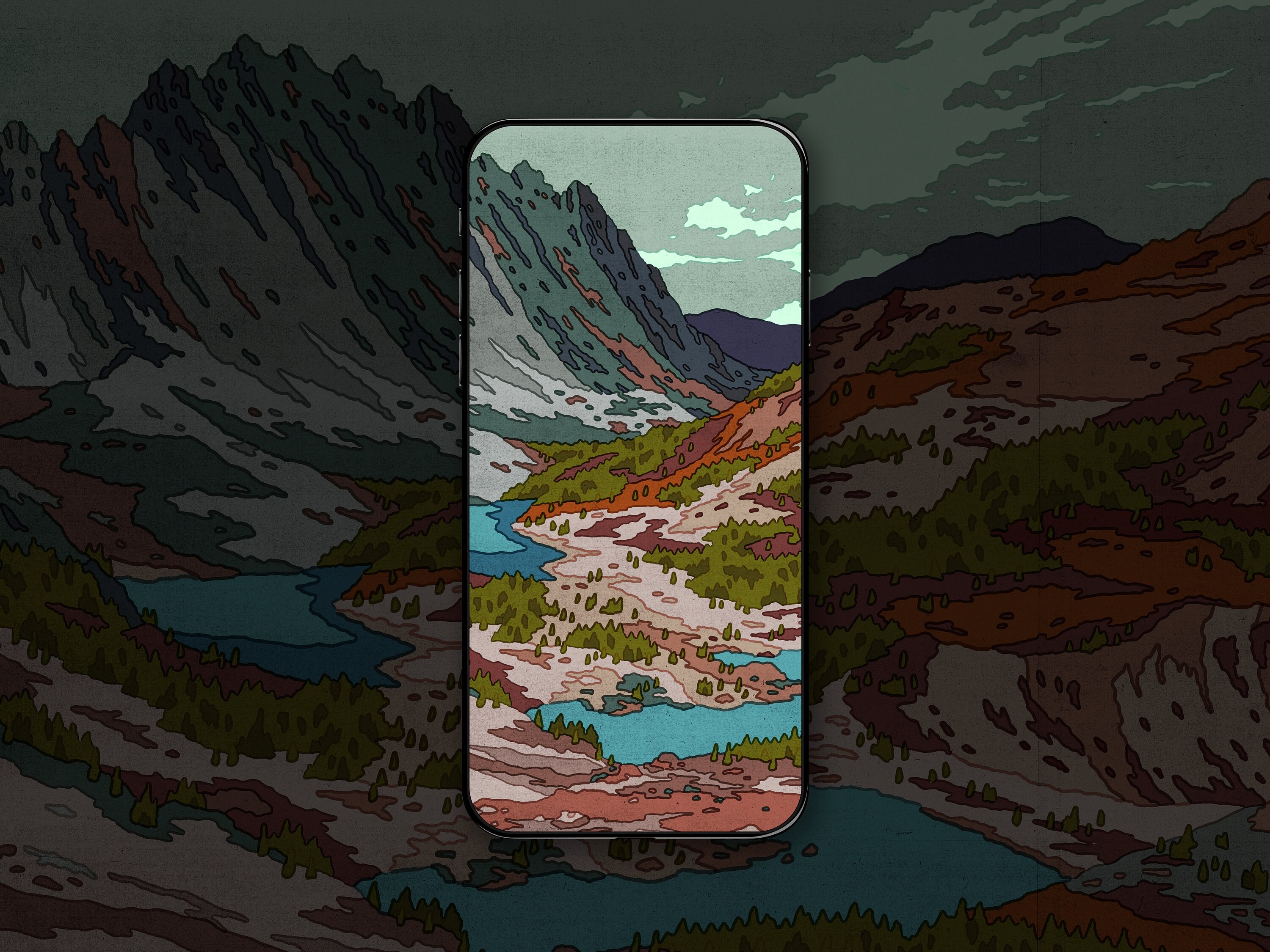 PNW Nature Art - Phone Wallpapers - Set of 5 - Original Art - Inspired ...