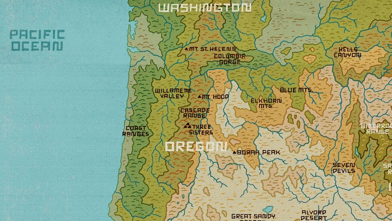 PNW Illustrated Map - Map Poster - Pacific Northwest - Etsy