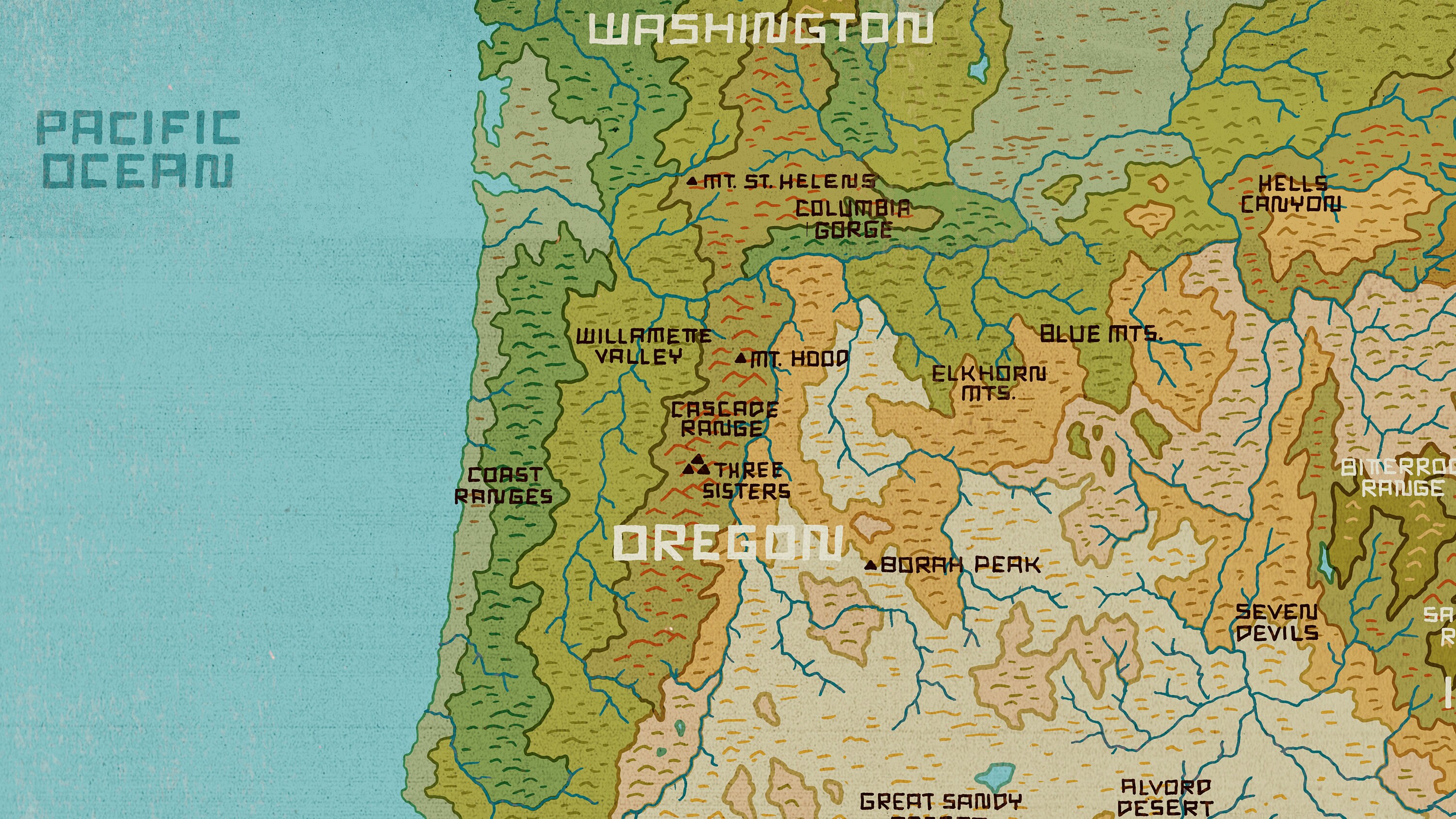 PNW Illustrated Map - Map Poster - Pacific Northwest - Etsy