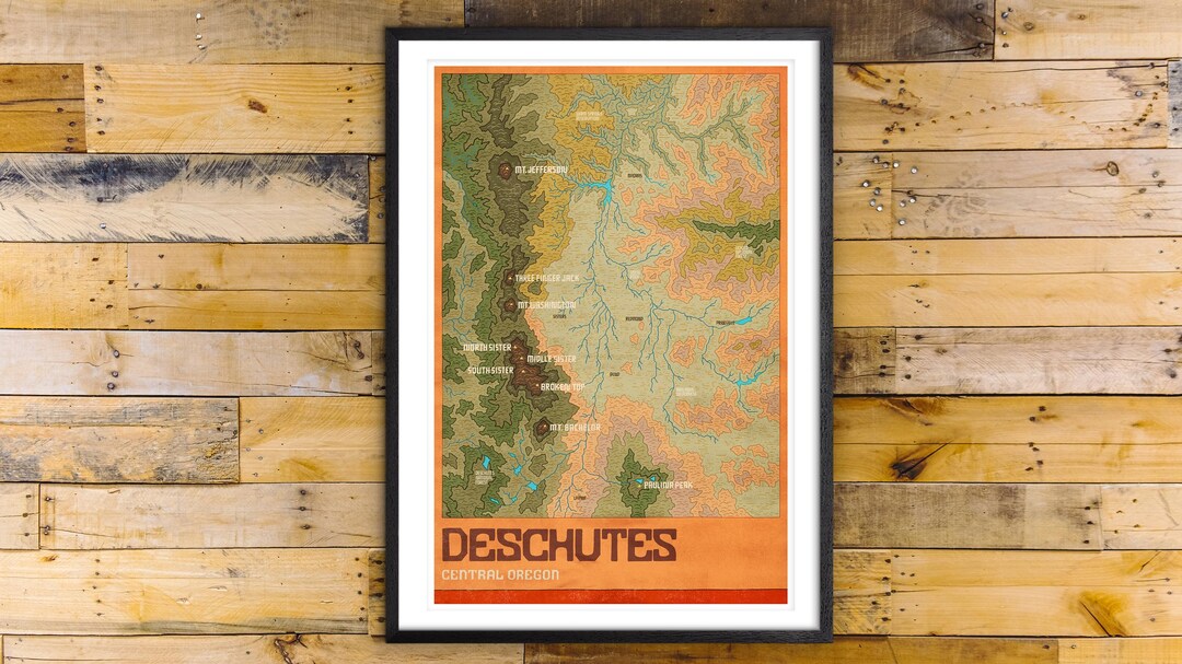 Deschutes River, Central Oregon Illustrated Map - Map Poster - Pacific ...