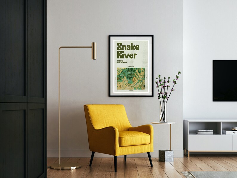 Snake River - Map Art - Poster Print - Illustrated Map - Etsy