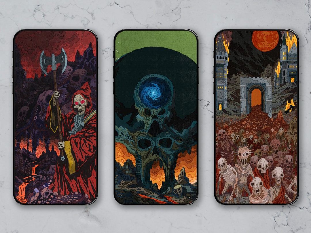 Distorted Lands - Phone Wallpapers - Set of 5 - Original Art - Inspired by Black/death/doom ...