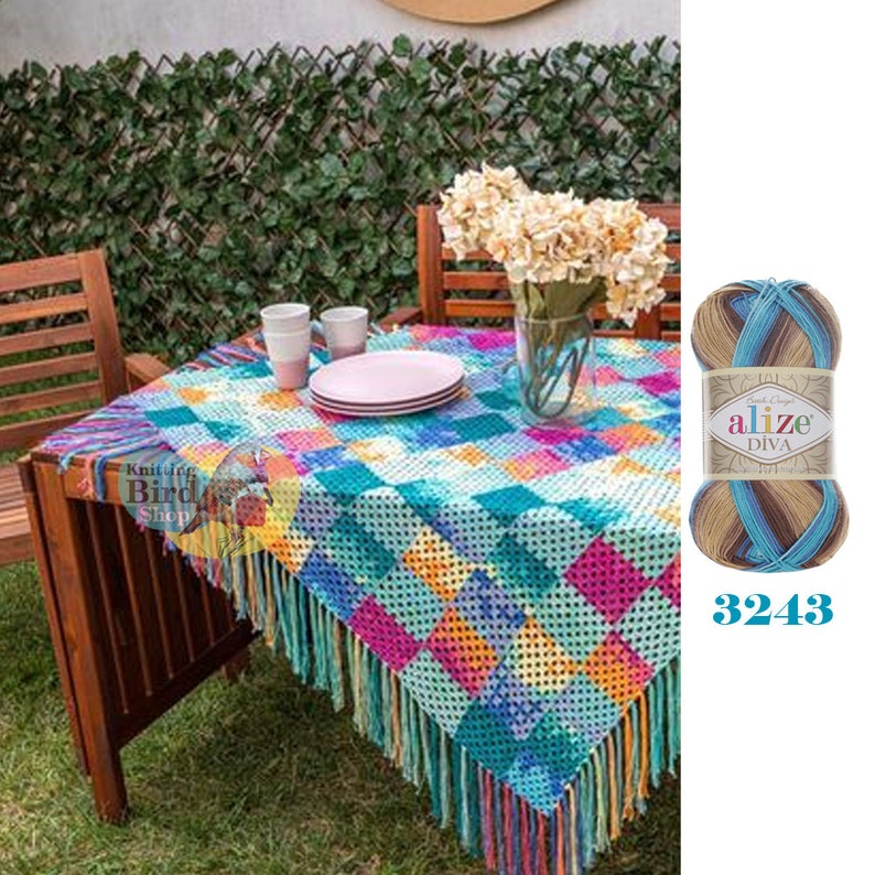 Alize Diva Batik Yarn Rainbow, Multicolor Gradient Colorful Yarn 100g ...