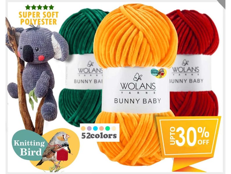 Wolans Bunny Baby Chenille Velvet Plush Yarn 100g - Etsy