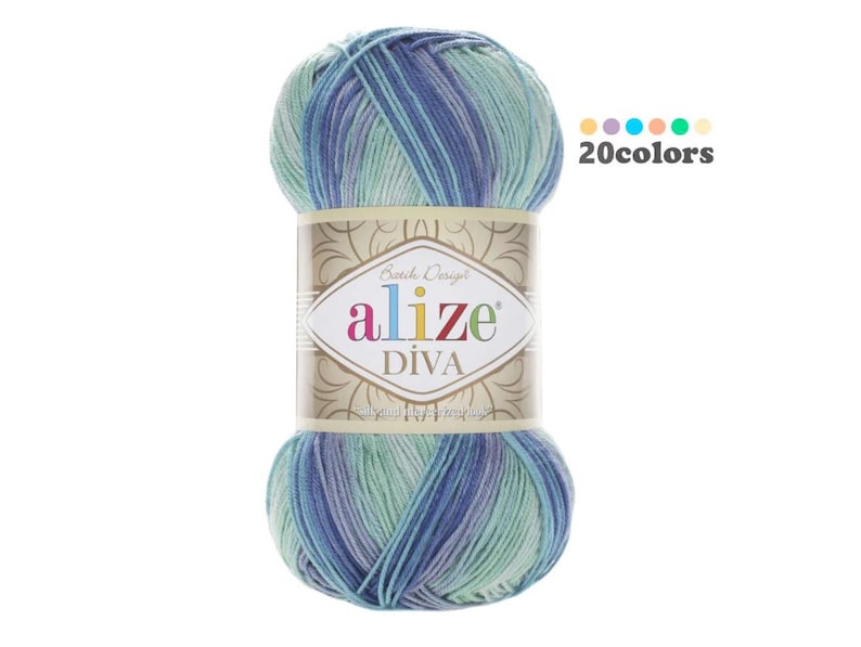 Alize Diva Batik Yarn Rainbow, Multicolor Gradient Colorful Yarn 100g ...