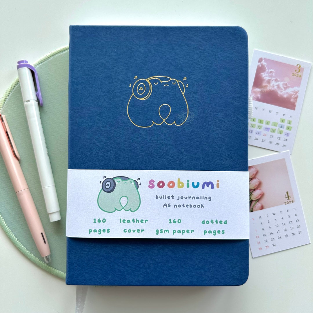 Bobo the Frog Listening to Music Dotted Journal - Etsy