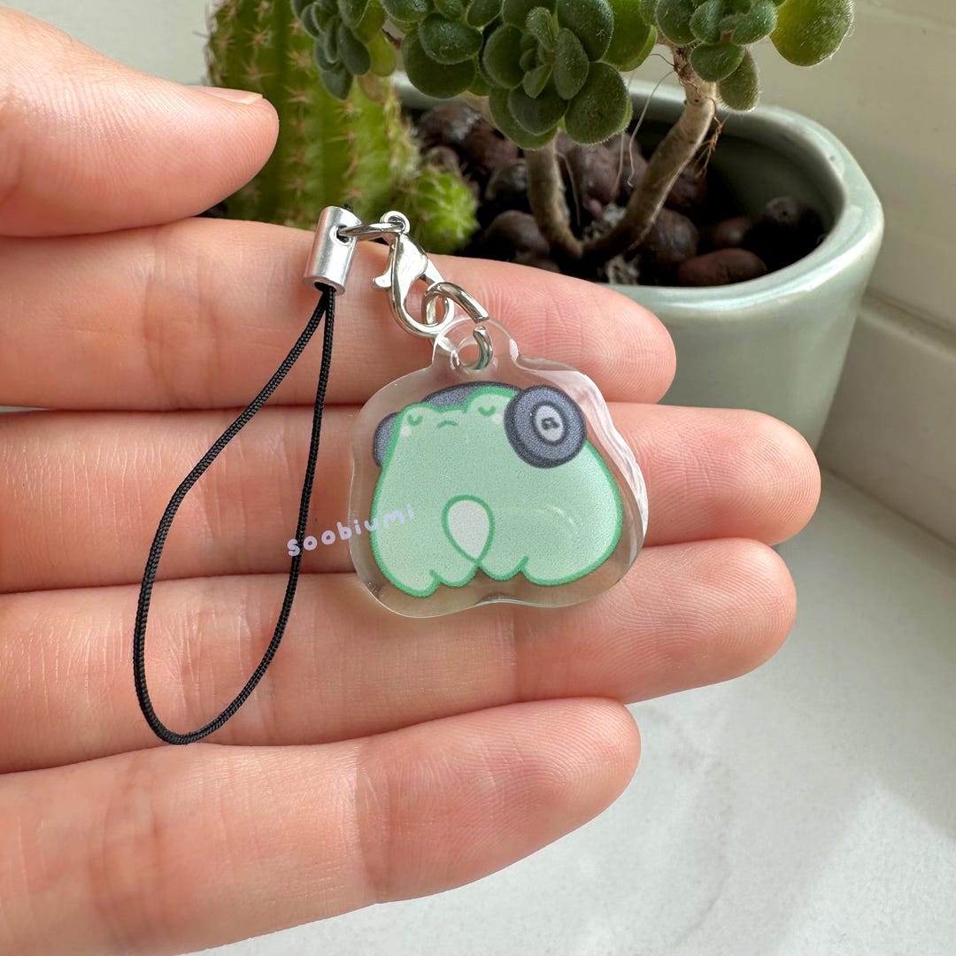 Bobo the Frog Listening to Music Phone Charm - Etsy