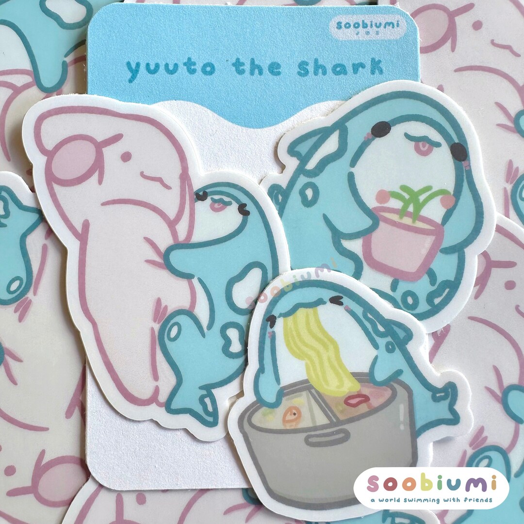 Yuuto the Shark Sticker Pack | Cute Kawaii Sticker Pack - Etsy