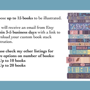 Custom 15 Book Stack Illustration - DIGITAL ONLY - up to 15 Books - Etsy