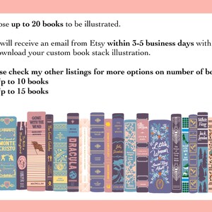 Custom 20 Book Stack Illustration - DIGITAL ONLY - up to 20 Books - Etsy
