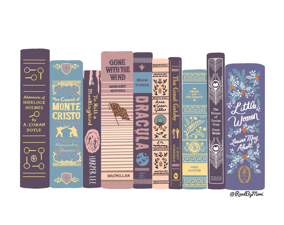 Custom Book Stack Illustration DIGITAL ONLY up to 10 Books - Etsy