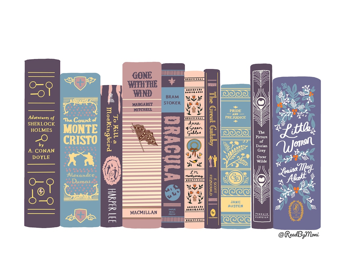 Custom Book Stack Illustration DIGITAL ONLY up to 10 Books - Etsy