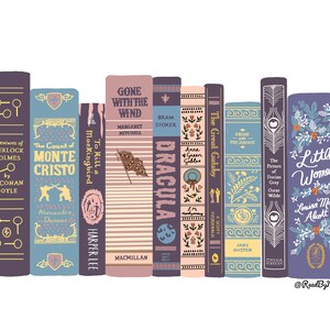 Custom Book Stack Illustration - DIGITAL ONLY - up to 10 Books - Etsy