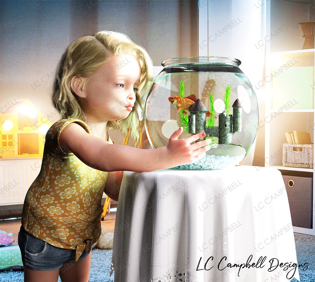 Fishie Friend Poster of A Blond Girl Bonding With Her Pet Goldfish ...