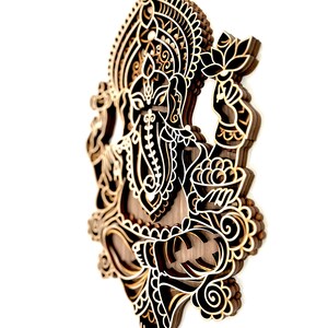 3D Laser Cut Wooden Ganesha Wall Art - Multi-layer Deity Decor for Home ...
