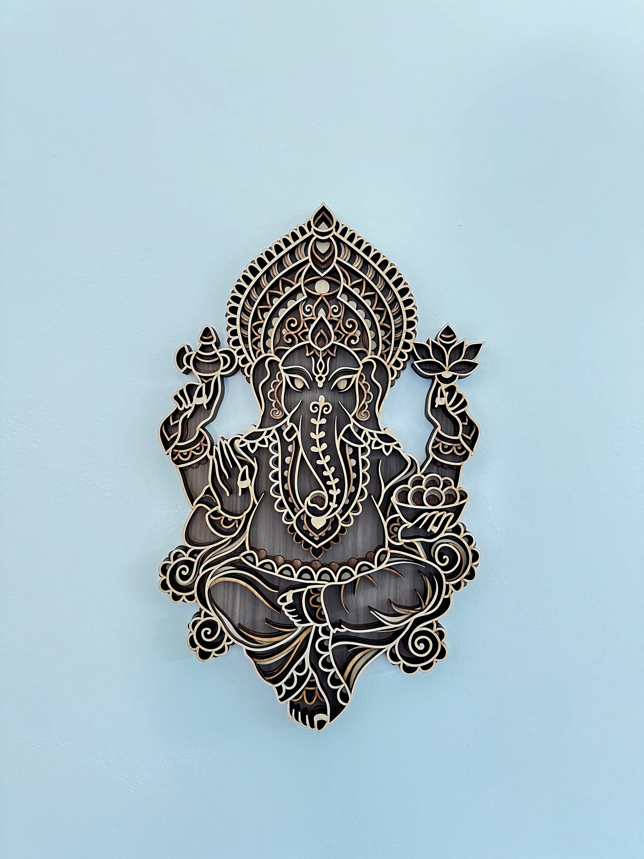 3D Laser Cut Wooden Ganesha Wall Art - Multi-layer Deity Decor for Home ...