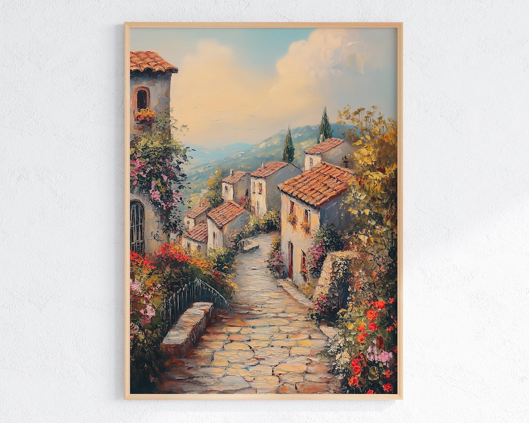 Tuscany Village Wall Art: Rustic Italian Street Scene (digital Download ...
