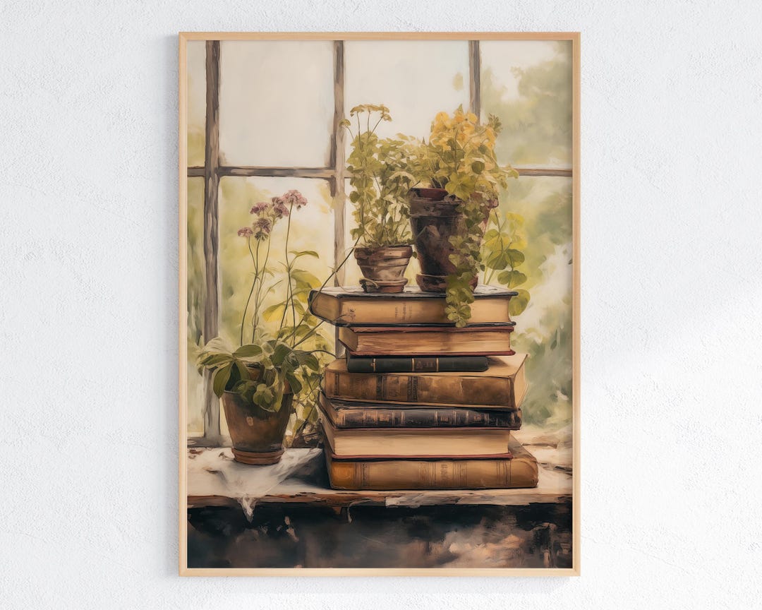 Vintage Books Printable Decor – Cozy Reading Nook Wall Art Print ...