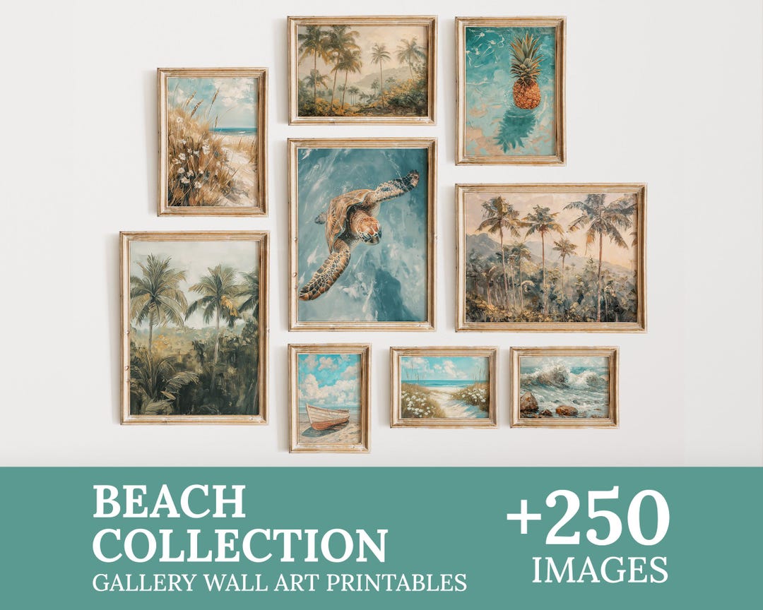 Vintage Beach Print, Beach Painting Art Print, Beachy Prints, Coastal ...
