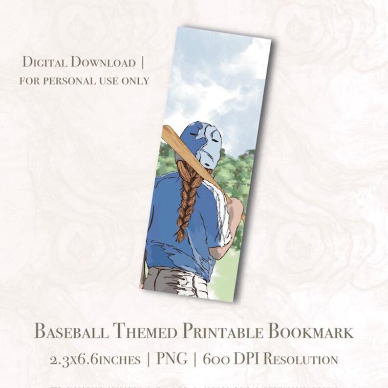 Baseball Themed Bookmark Design PNG File Digital Download Printable ...