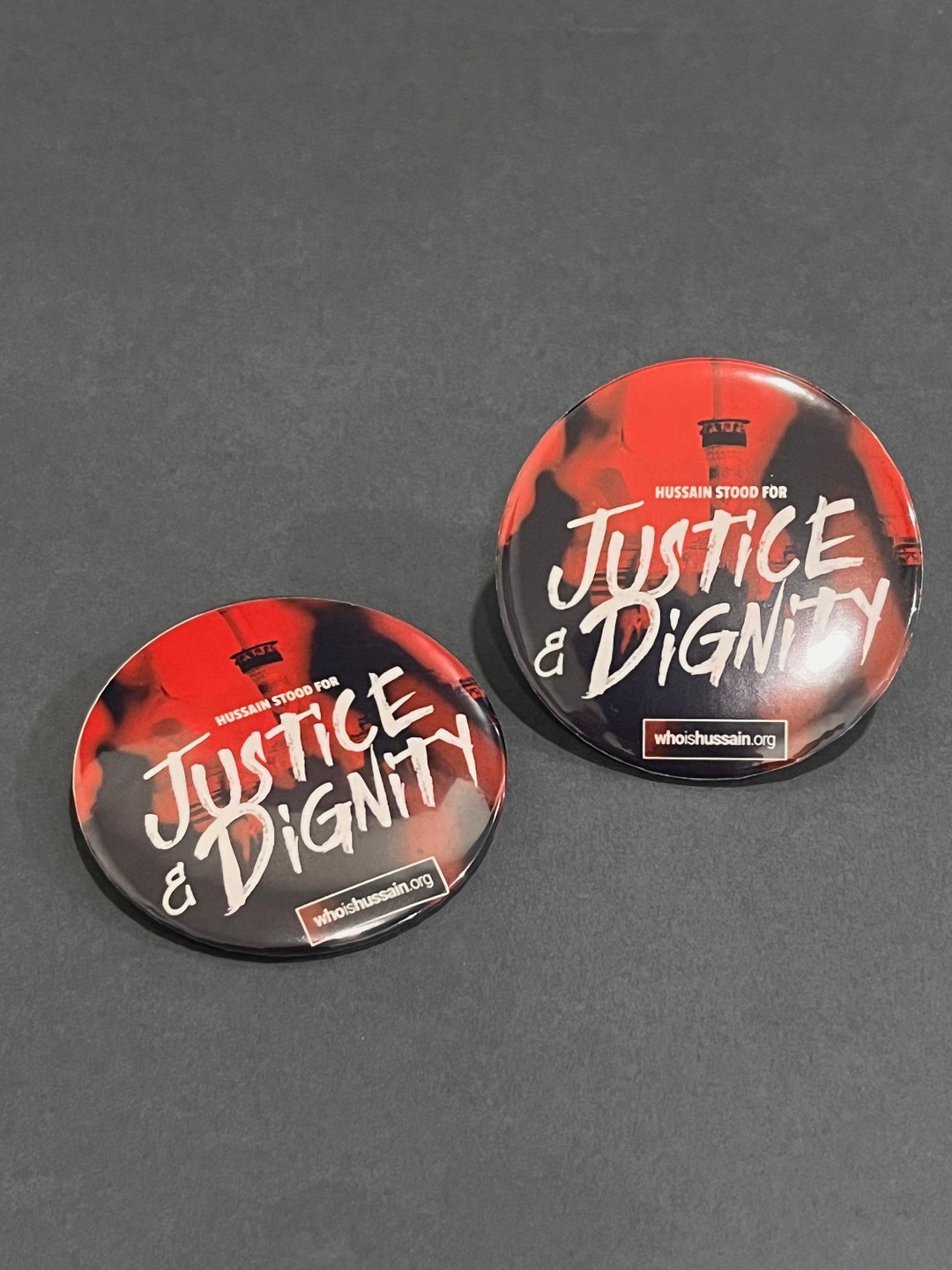 Ya Hussain Justice and Dignity Pin Buttons - Shia Islamic Pin Buttons ...