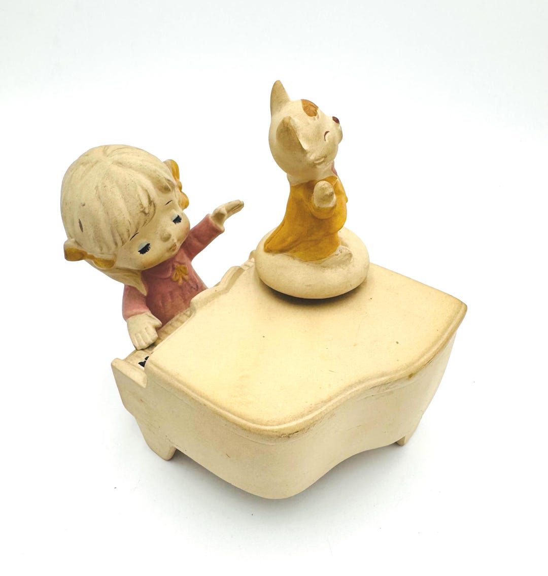 Vintage Sankyo Ceramic Music Box: Piano, Dancing Girl & Cat - Etsy