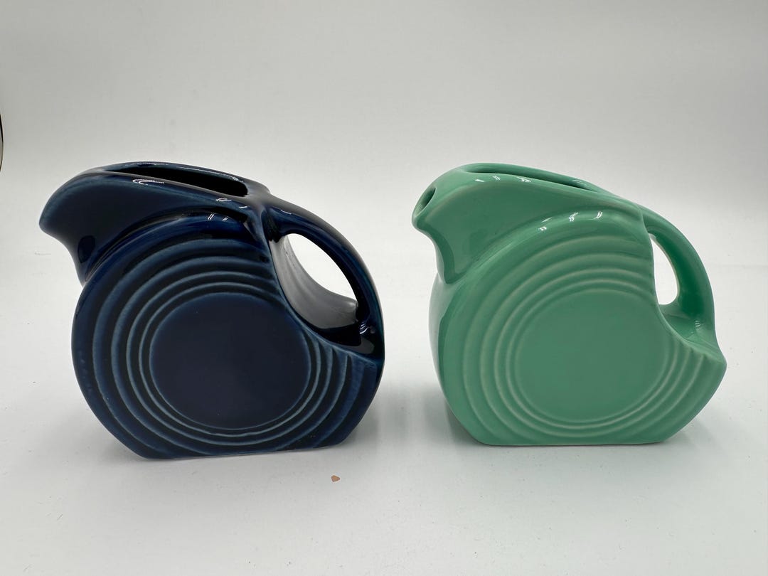 VTG 2 Fiesta Mini Disc Pitcher Cobalt Blue and Sea Mist Green Creamer ...