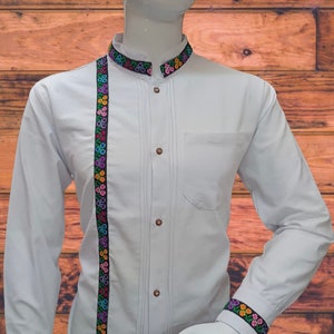 Floral Embroidered Mexican Guayabera. Traditional Manta Shirt - Etsy