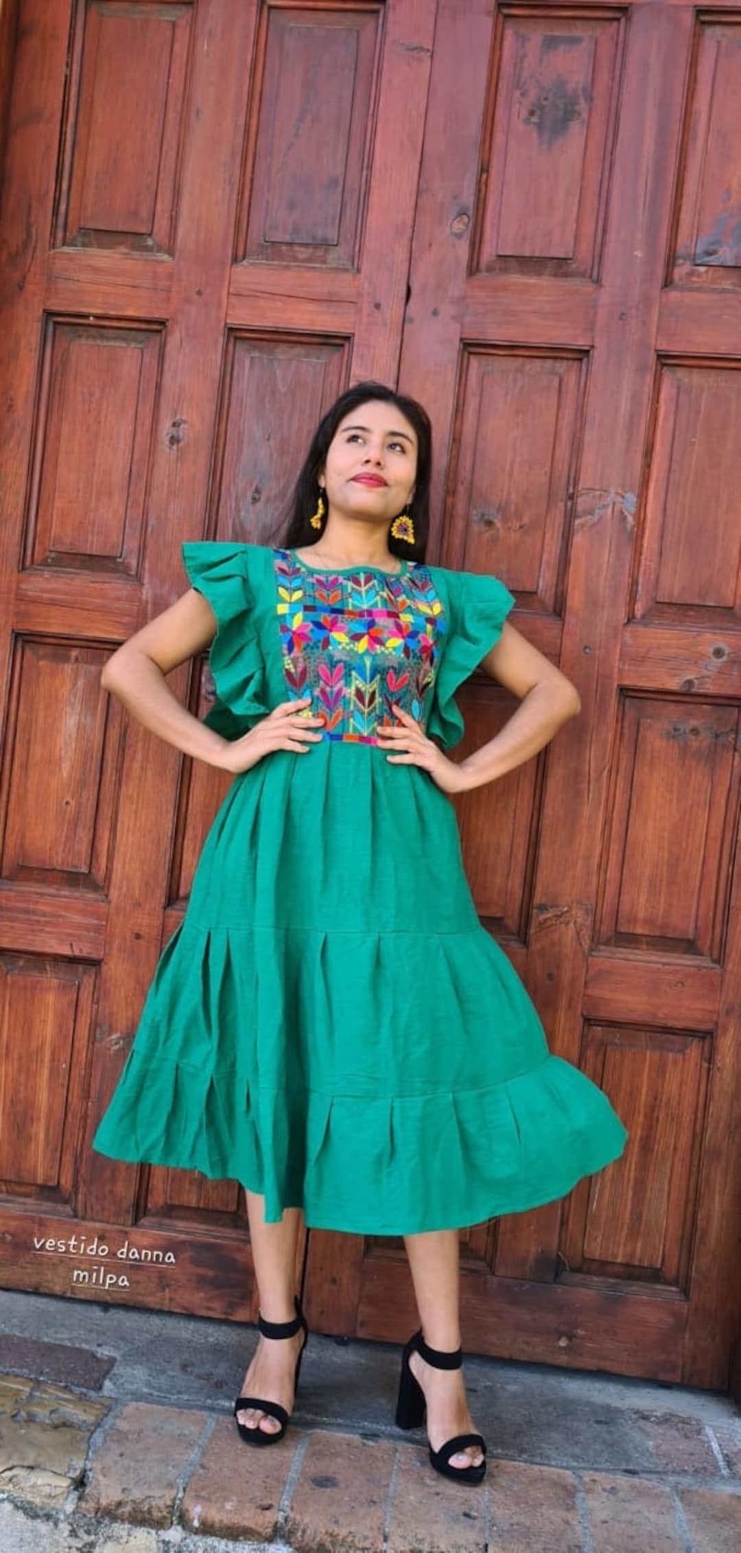 Donna Mexican Artisan Dress. Milpa Mexican Manta Embroidered - Etsy