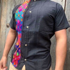 Floral Embroidered Mexican Guayabera. Traditional Manta Shirt for Men ...