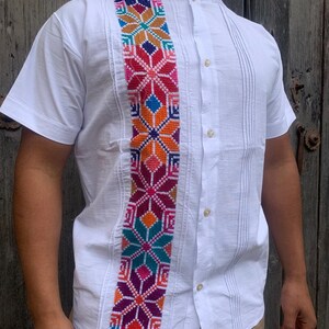 Floral Embroidered Mexican Guayabera. Traditional Manta Shirt for Men ...