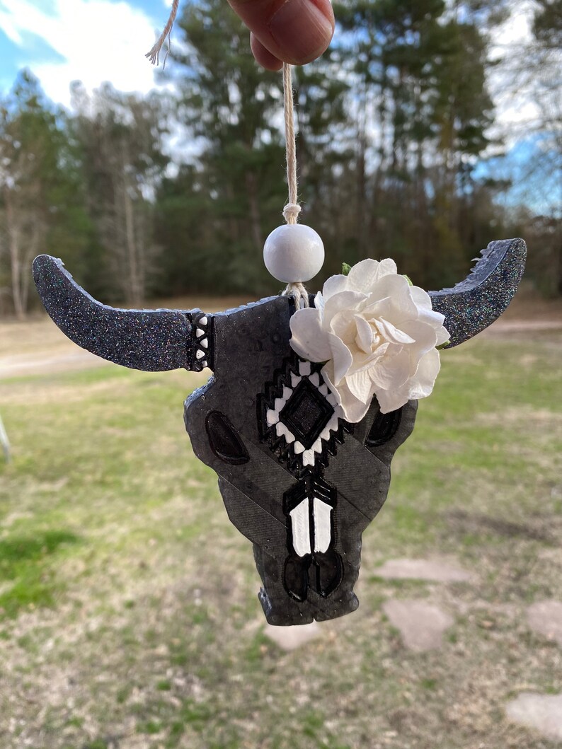 Aztec Bull Skull Freshie With Flower - Etsy