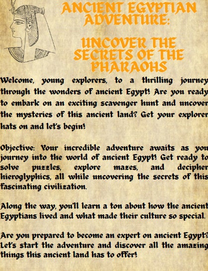 Ancient Egypt Scavenger Hunt (fun Learning Experience) - Etsy