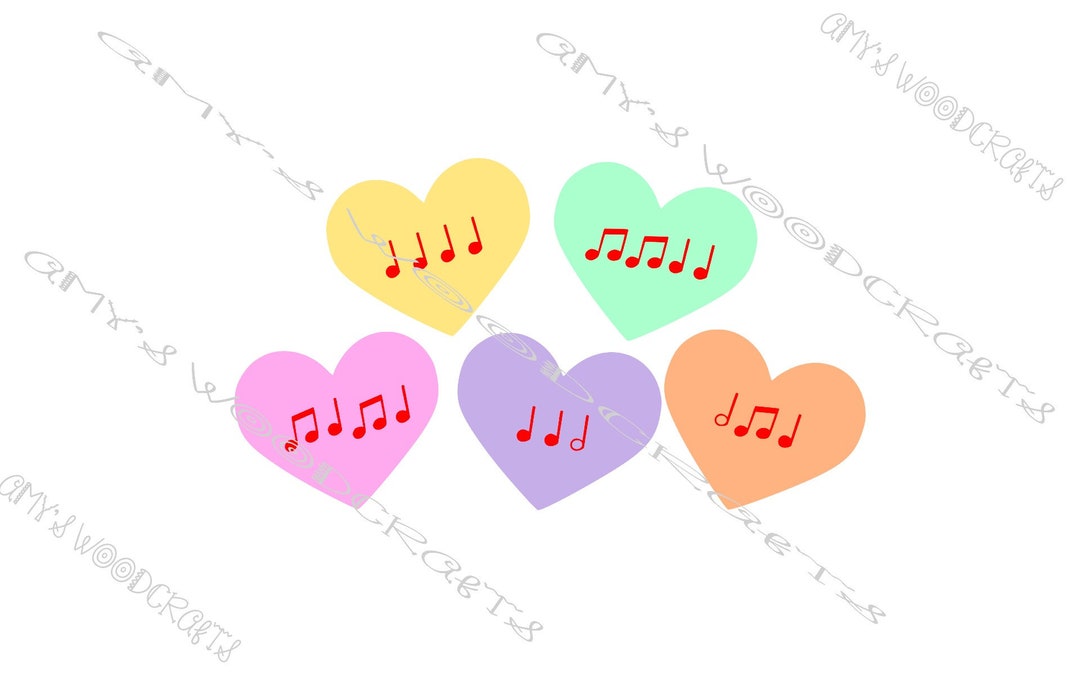 Candy Hearts & Music Notes Love Digital File for Cricut or Silhouette ...