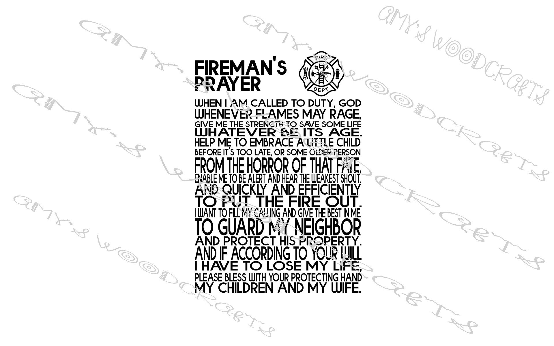 Fireman's Prayer Digital File for Cricut or Silhouette - Etsy UK