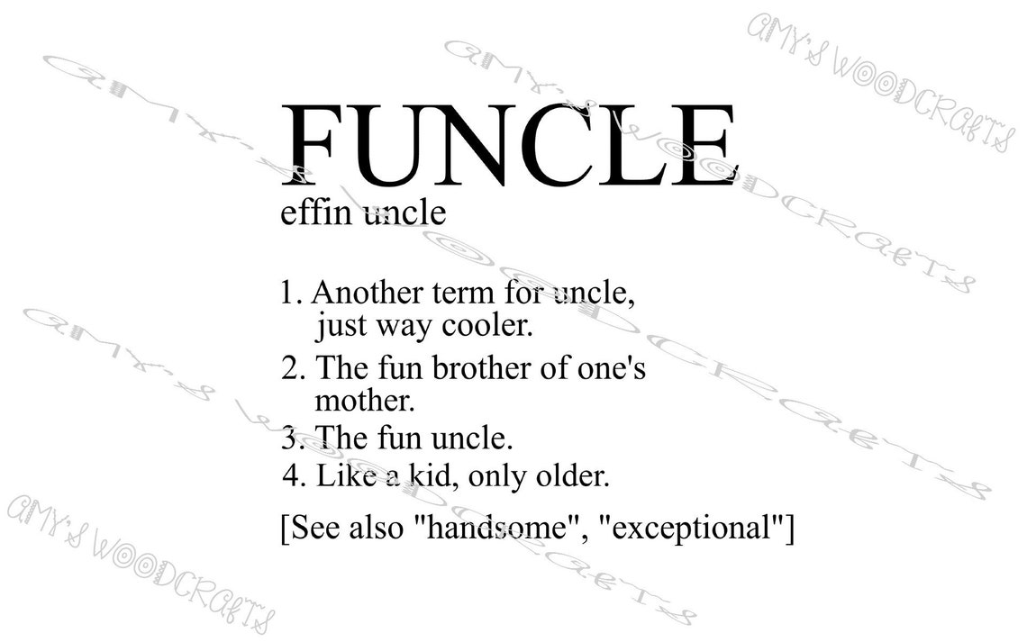 Funcle Fun Uncle Definition Digital File for Cricut or - Etsy