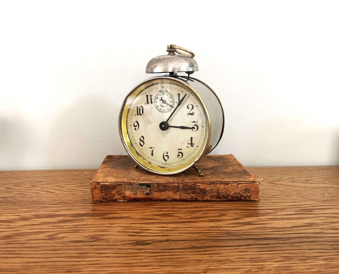 Antique Peg Leg Alarm Clock Early 1900s, Vintage Mechanical Wind up ...