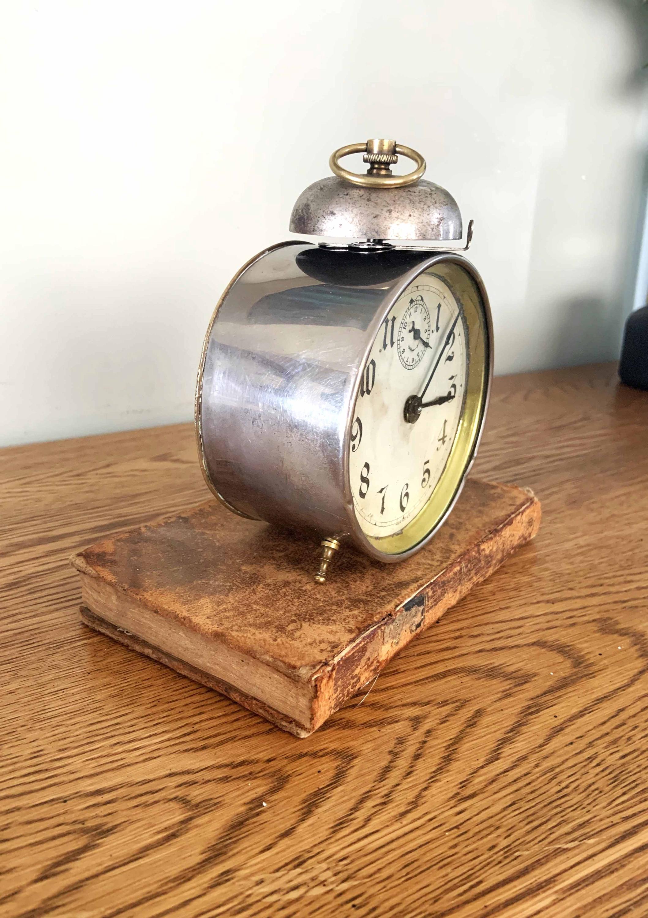 Antique Peg Leg Alarm Clock Early 1900s, Vintage Mechanical Wind up ...