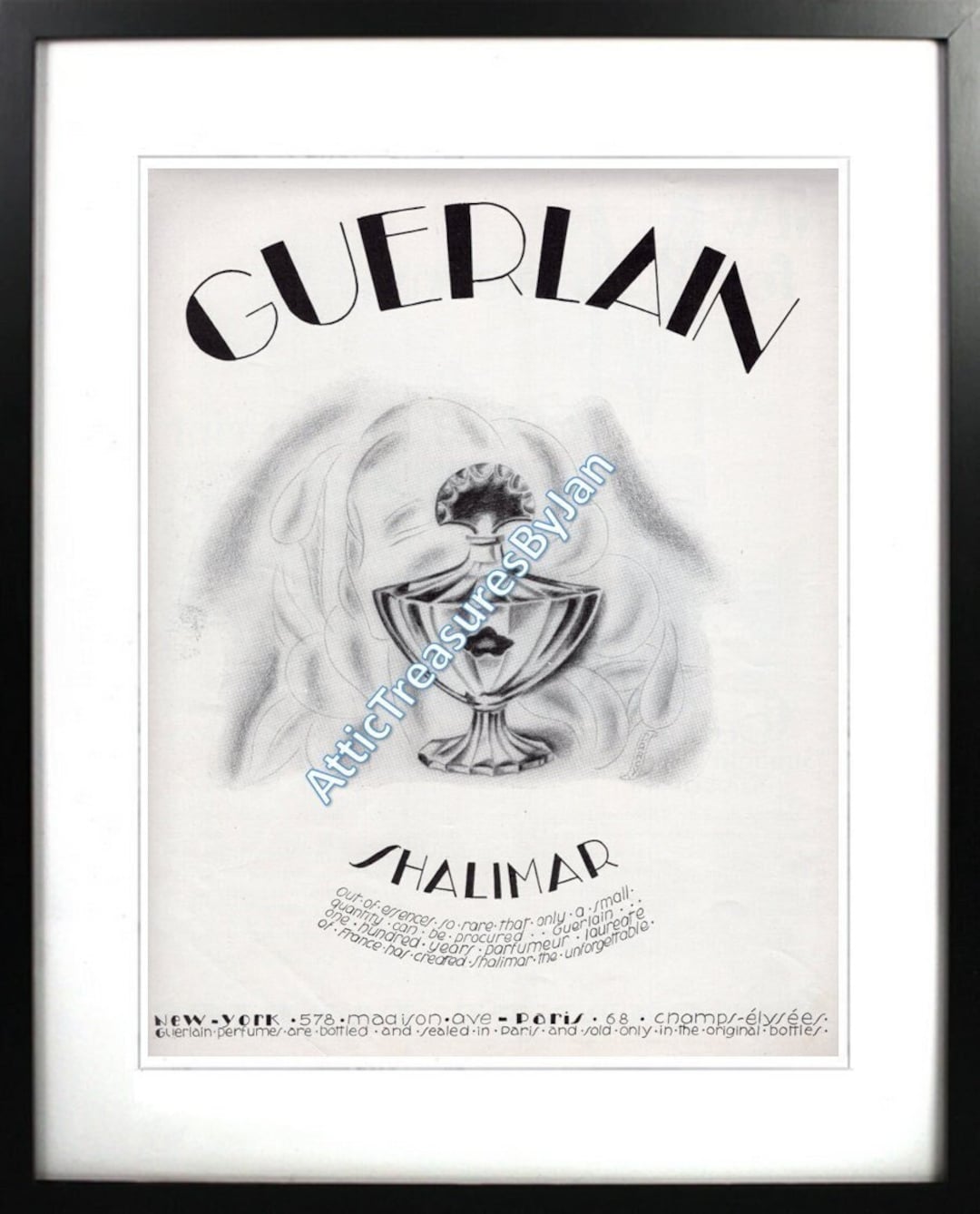 Vintage Guerlain Shalimar Ad Print - 1928 Fragrance Poster - Etsy